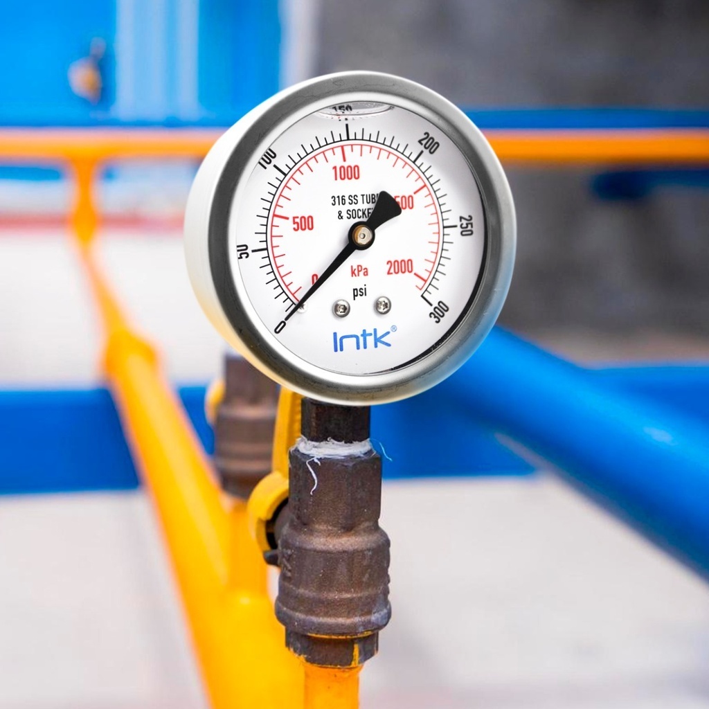 2.5” S.S. Liquid filled (O.E.M.), pressure gauge, 1/4” NPT, bottom connection, 0 to 300 psi-kPa ...